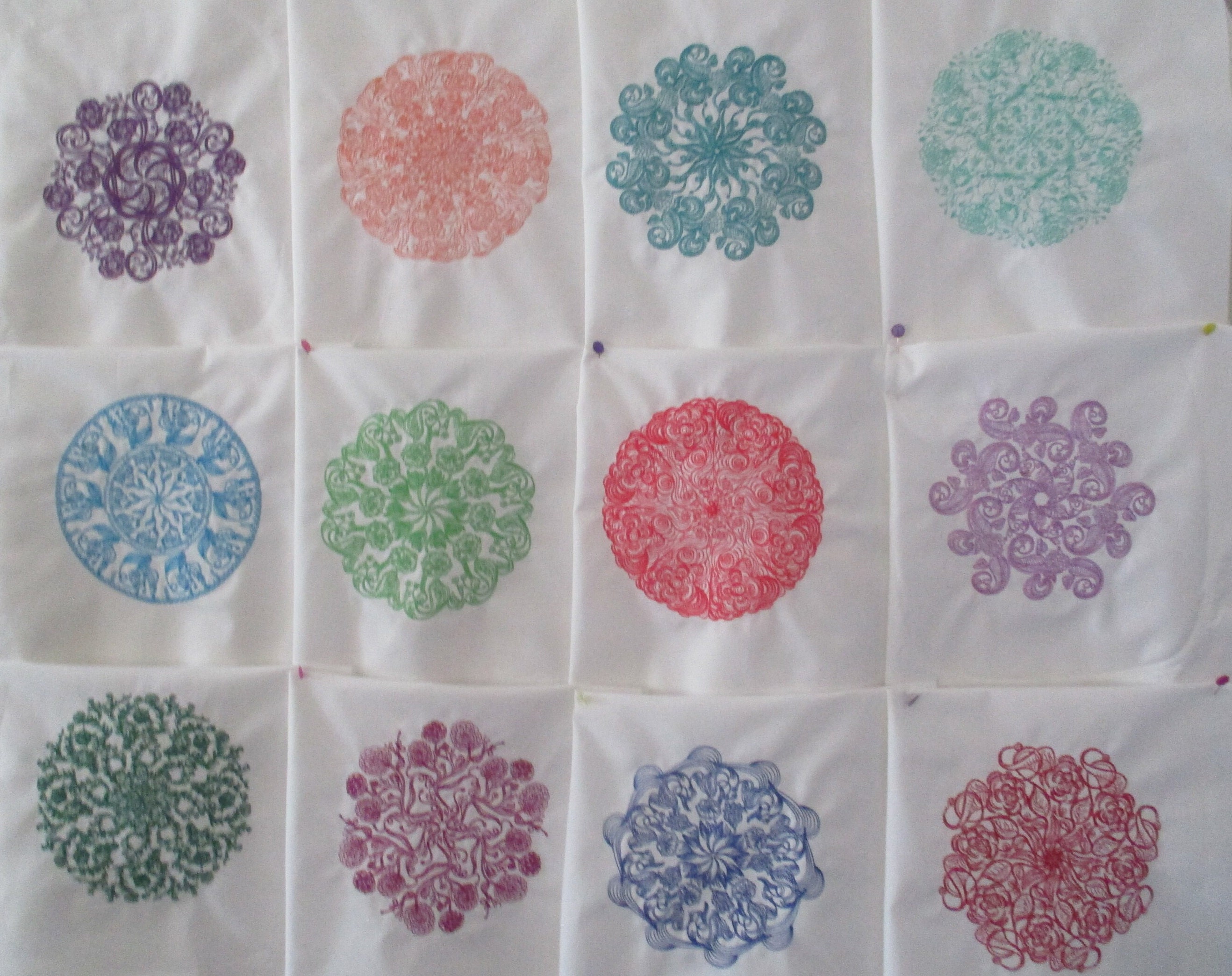 Embroidered Quilt Blocks Floral Mandela Quilt Blocks Quilt Squares ...