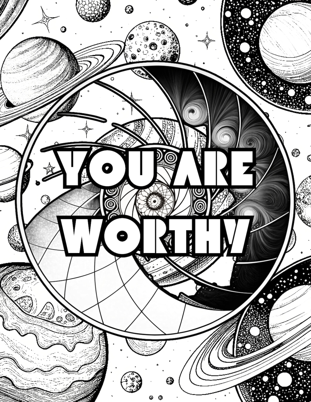 1 Coloring Sheet You Are Worthy for Recovery, Mental Health, Positivity ...