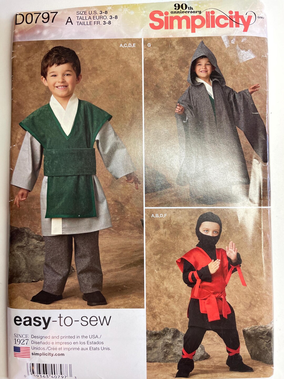 Child’s Wizard,ninja and Samurai Costumes Simplicity Pattern D0797 ...
