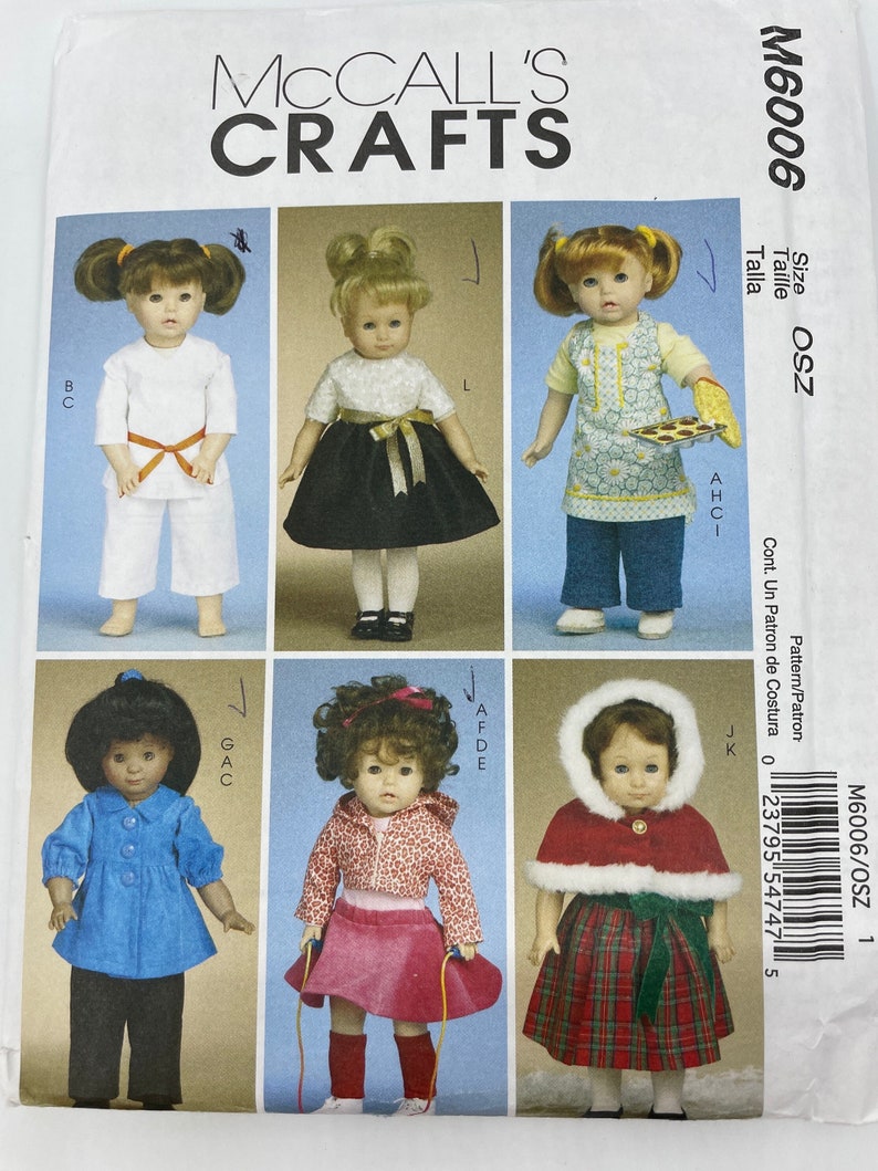 18” Doll Clothes Mccall’s Crafts Pattern #M6006 UNCUT - Etsy