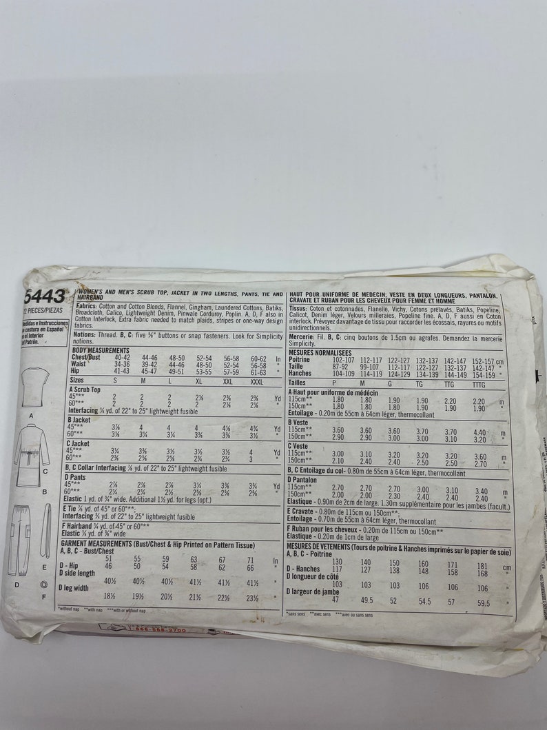 Scrubs Pattern Simplicity Easy-to-sew 5443 Sizes S, M, L Uncut - Etsy