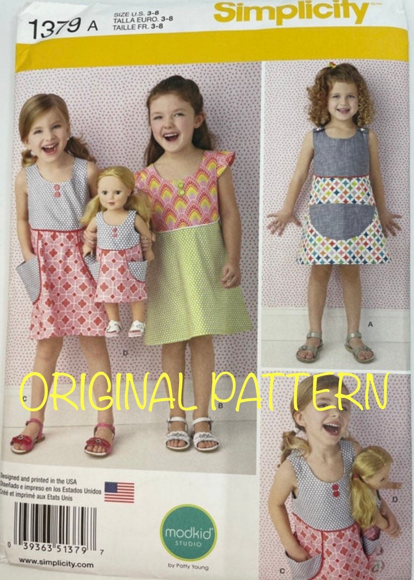 18 Doll & Girls Matching Dress Pattern Simplicity 1379 Sz 3-8 - Etsy