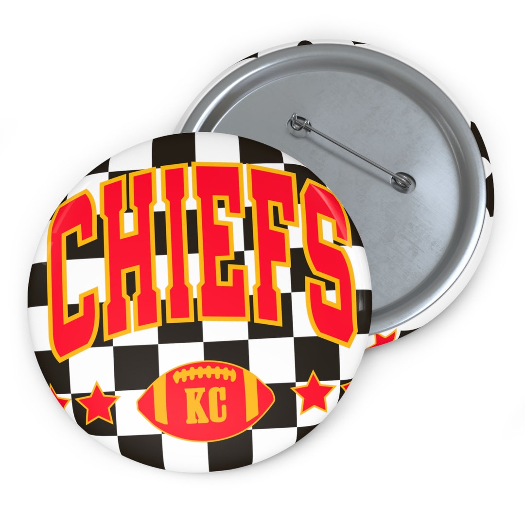 Checkered Kansas City Game Day Button Kansas City Chiefs Red Kingdom ...