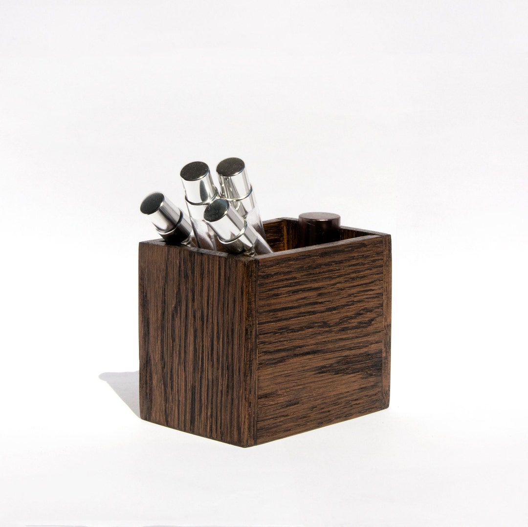 Organizer Box Stained Oak Wood | Small Box for Desk Organizer | Makeup ...
