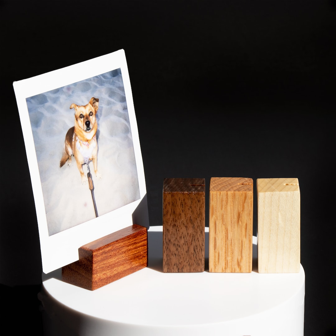 Small Display Blocks for Photos, Cards, Menus | Wood Holder for Photo ...