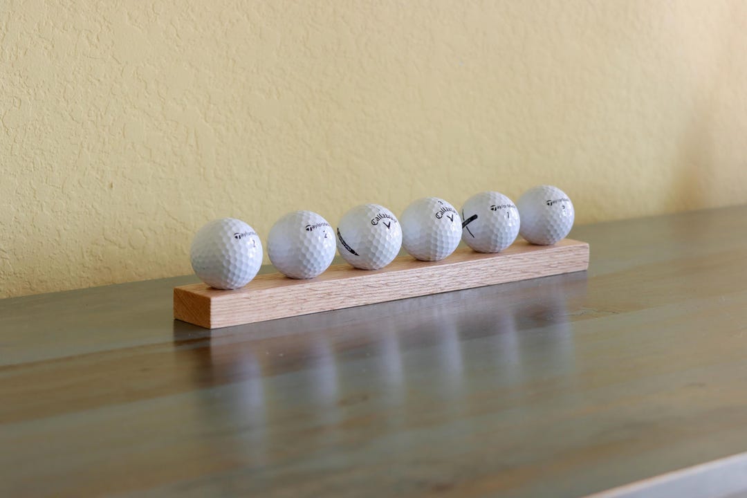 Golf Ball Display Stand Oak Wood – Choose Custon Ball Length | Shelf ...
