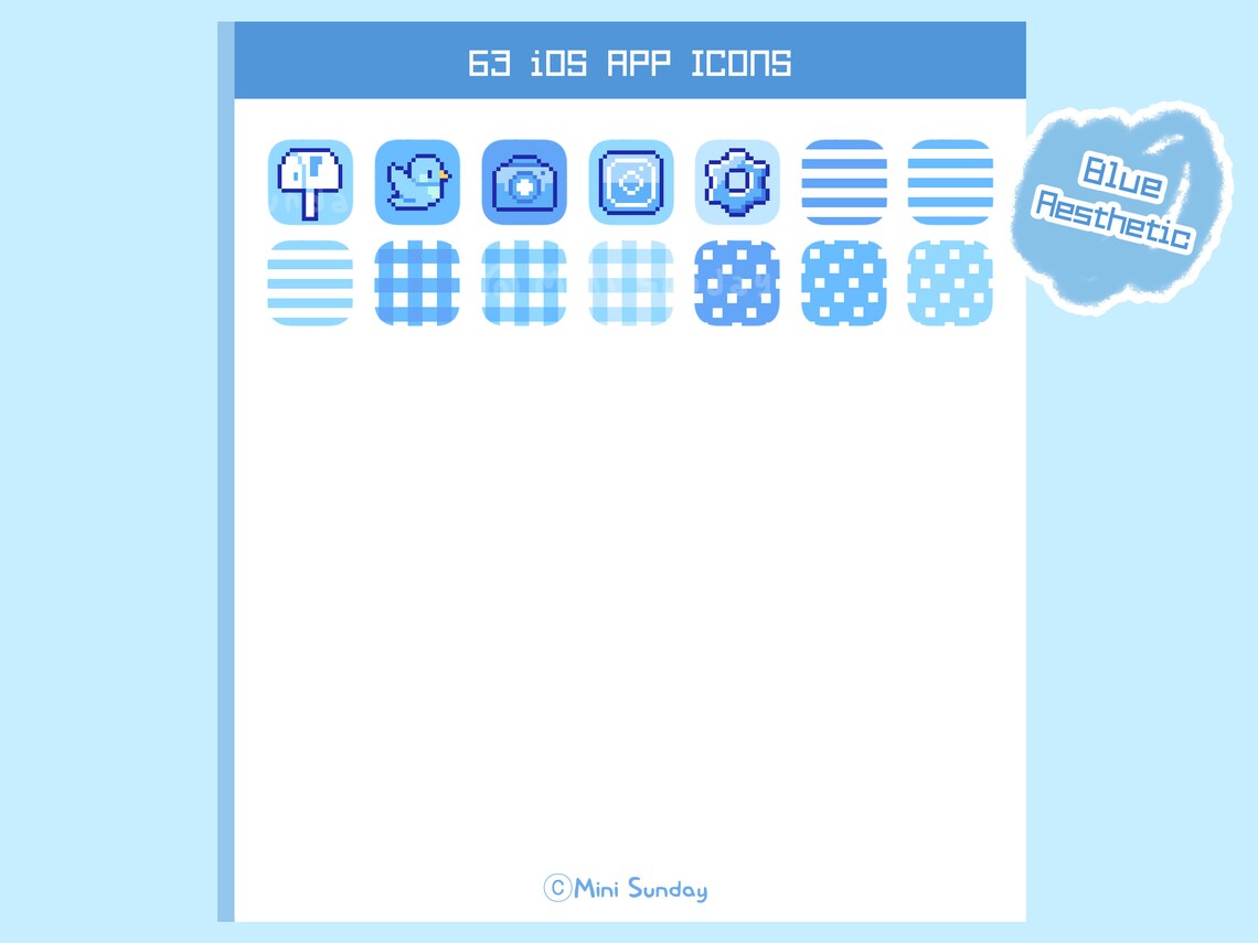 63 App Icon Pack / Blue Mystery / Wallpapers & Widgets / Pixel - Etsy