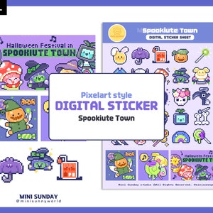 Spookiute Town Digital Stickers / Halloween / Digital Sticker Sheet ...