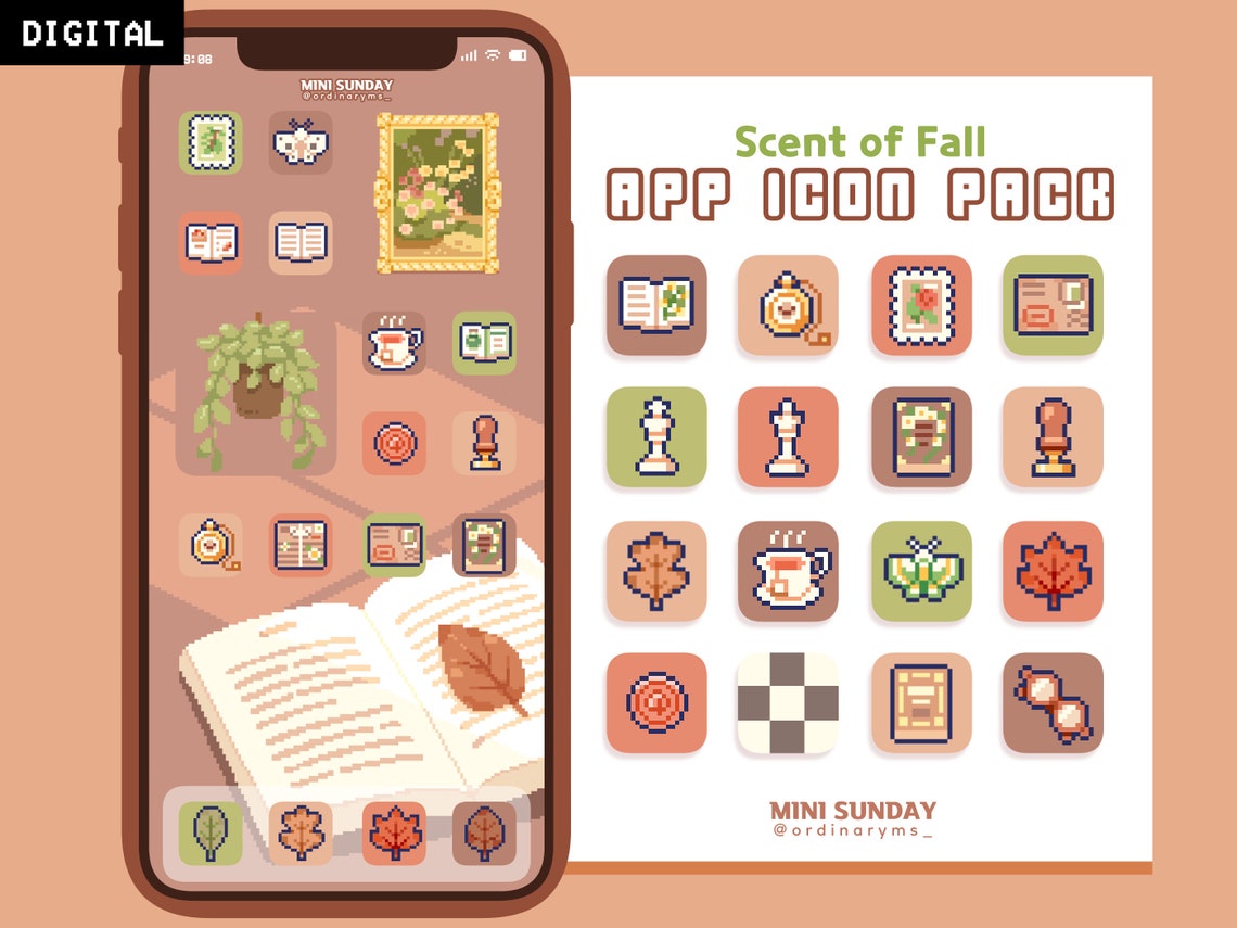 63 App Icon Pack / Scent of Fall / Wallpapers & Widgets / - Etsy