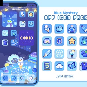 63 App Icon Pack / Blue Mystery / Wallpapers & Widgets / Pixel - Etsy