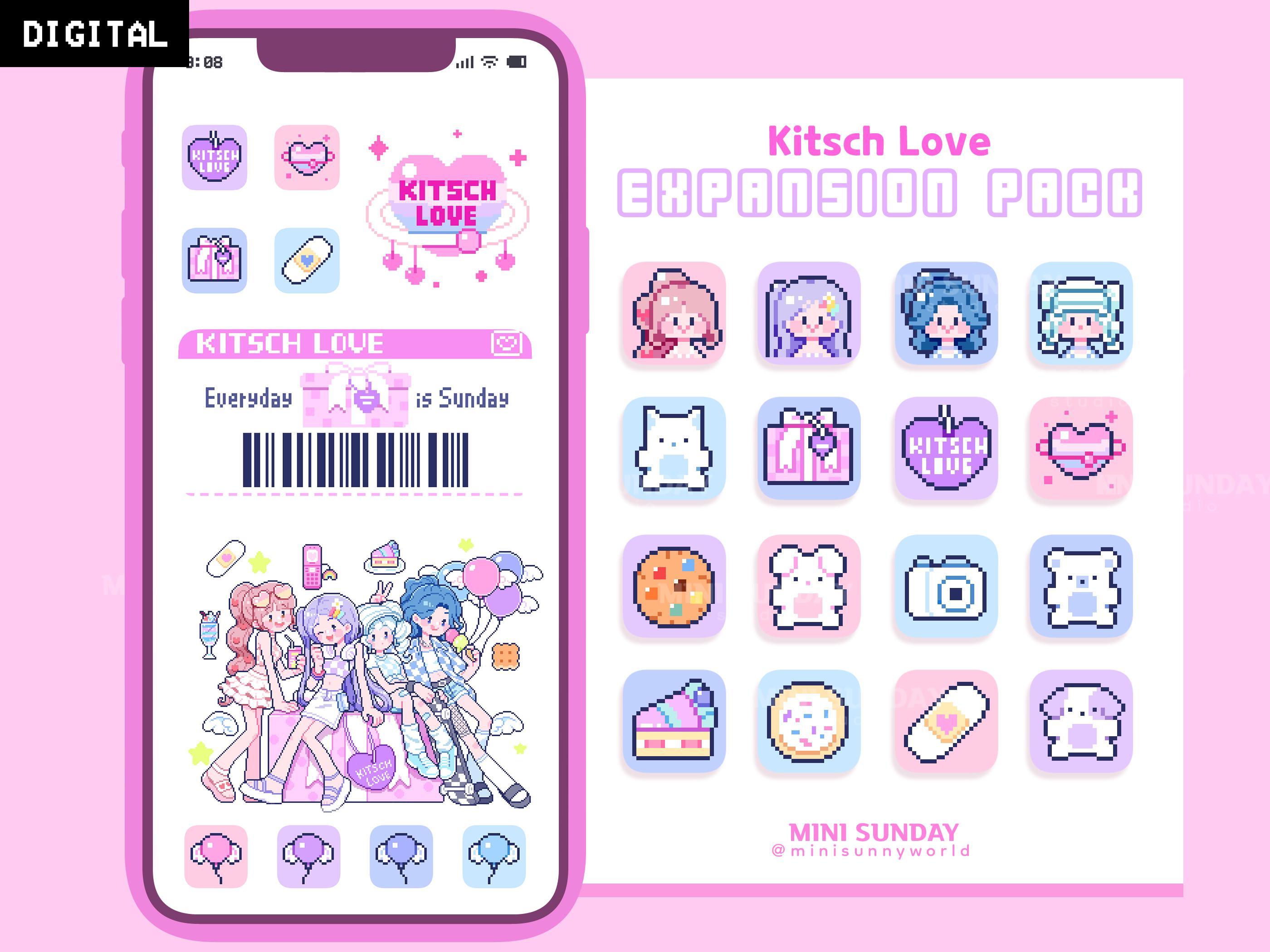 63 App Icon Pack / Kitsch Love Expansion / Girly / Wallpapers & Widgets ...