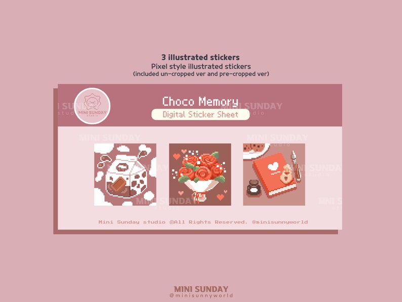 Choco Memory Digital Stickers / Sticker Sheet / Pixelart Style - Etsy