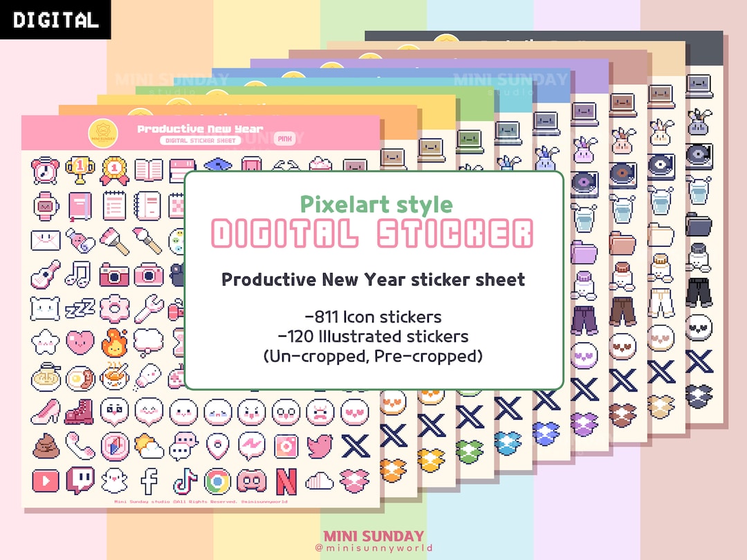 931 Digital Sticker Pack / Productive New Year Digital Stickers ...
