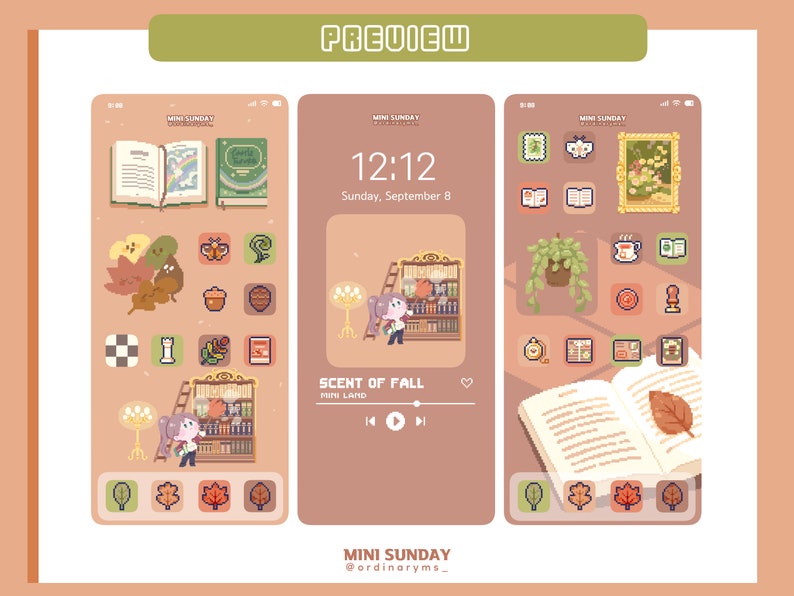 63 App Icon Pack / Scent of Fall / Wallpapers & Widgets / - Etsy