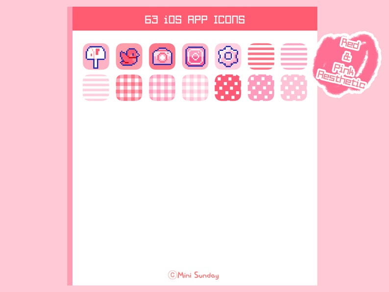 63 App Icon Pack / Pink Party / Wallpapers & Widgets / Pixel / - Etsy