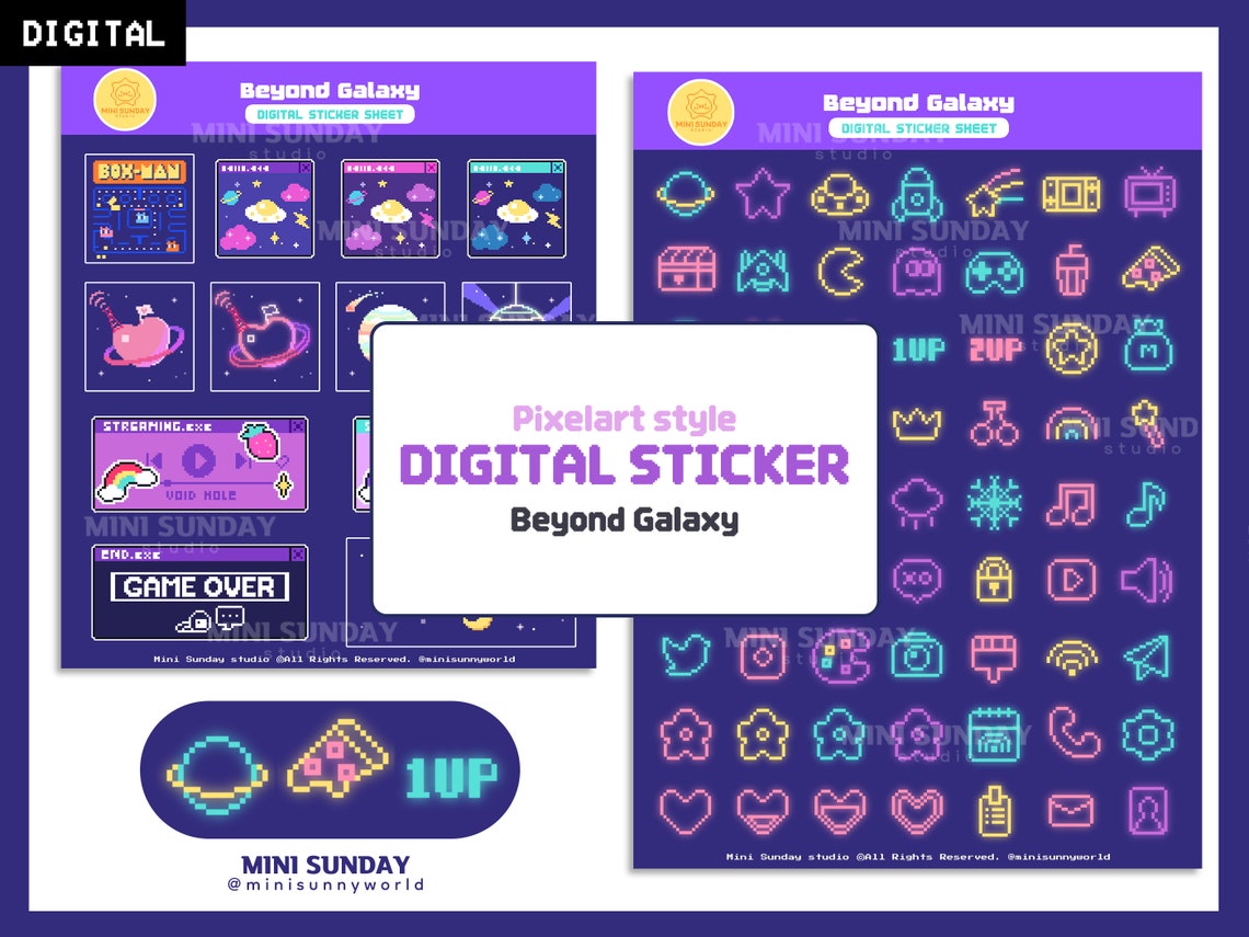 Beyond Galaxy Digital Stickers / Sticker Sheet / Pixelart Style ...