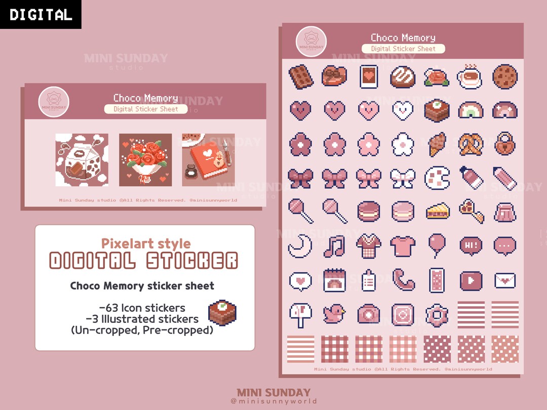Choco Memory Digital Stickers / Sticker Sheet / Pixelart Style - Etsy