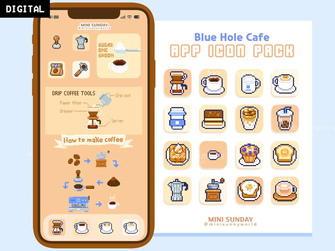 63 App Icon Pack / Blue Hole Cafe / Coffee / Wallpapers & Widgets ...