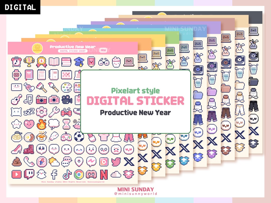 931 Digital Sticker Pack / Productive New Year Digital Stickers ...