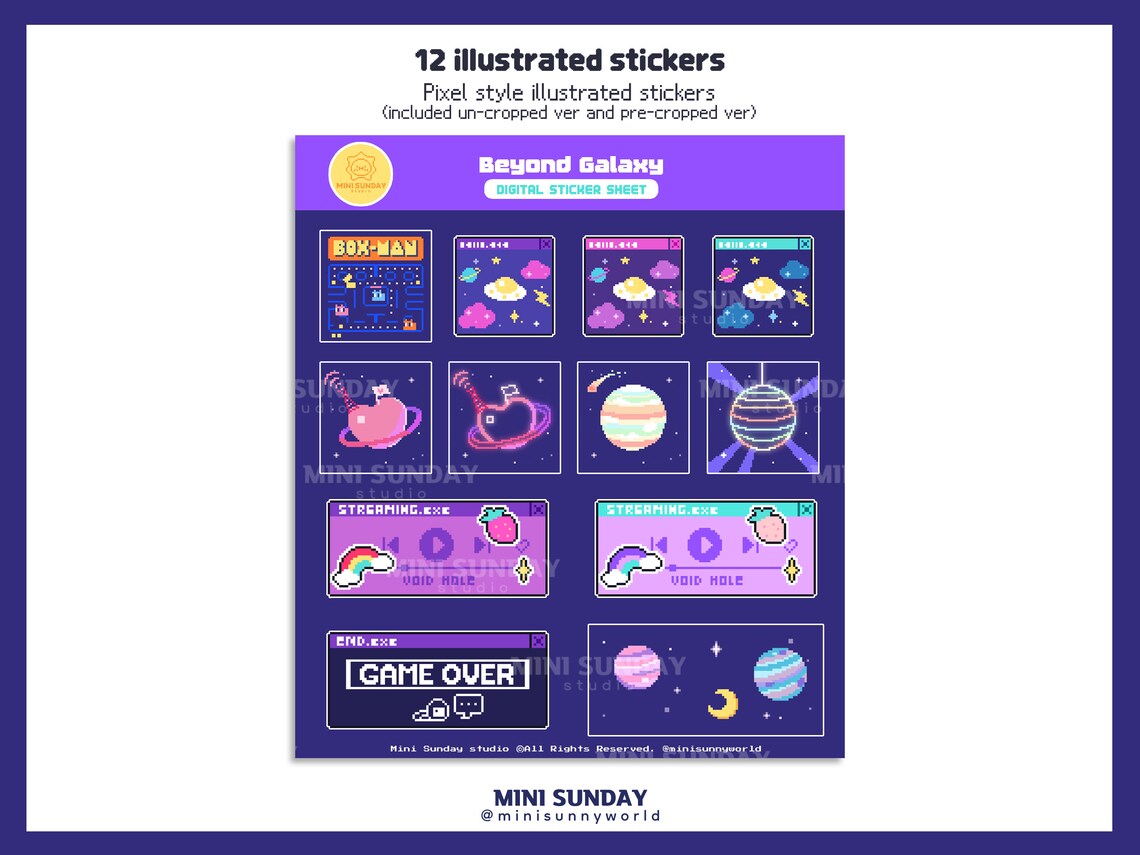 Beyond Galaxy Digital Stickers / Sticker Sheet / Pixelart Style ...
