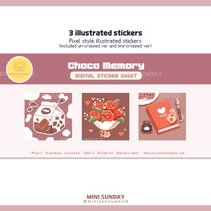 Choco Memory Digital Stickers / Sticker Sheet / Pixelart Style / Planner Sticker - Etsy