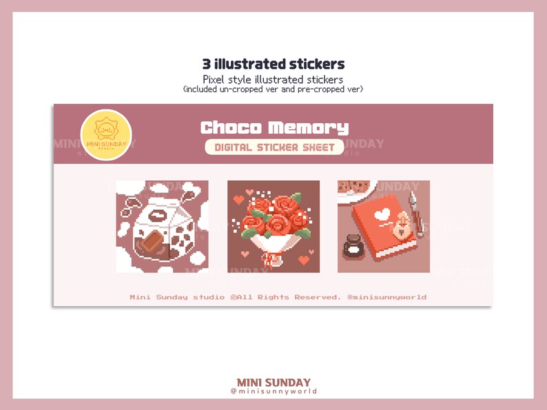 Choco Memory Digital Stickers / Sticker Sheet / Pixelart Style ...