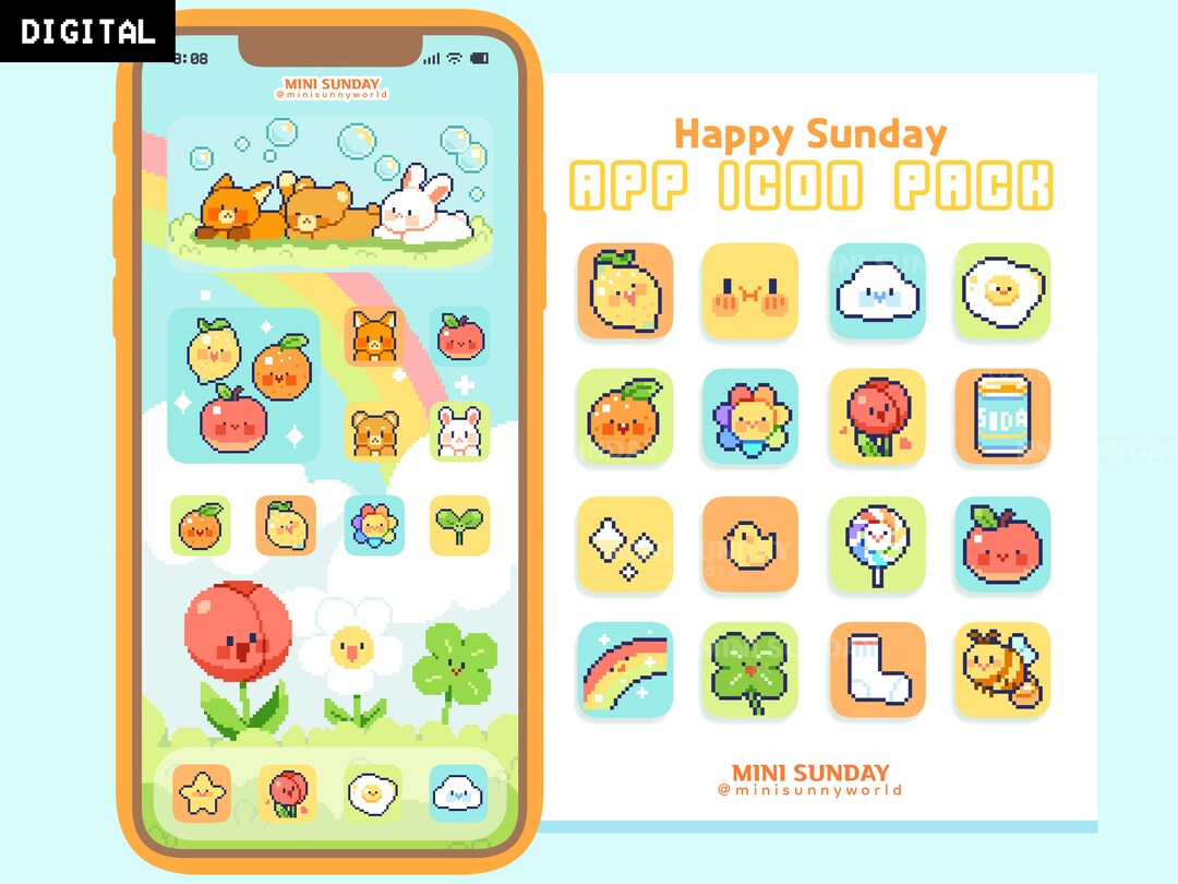 63 App Icon Pack / Happy Sunday / Kidcore / Wallpapers & Widgets ...