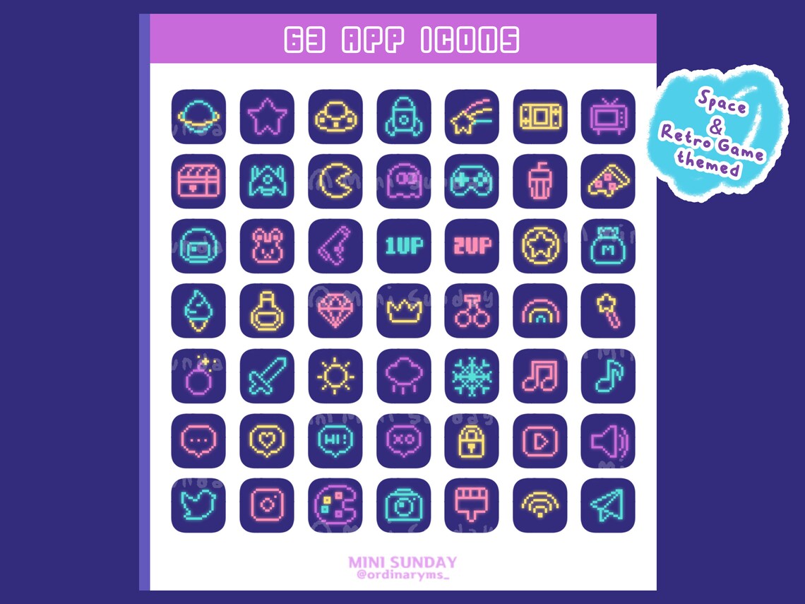 63 App Icon Pack / Beyond Galaxy / Wallpapers & Widgets / - Etsy