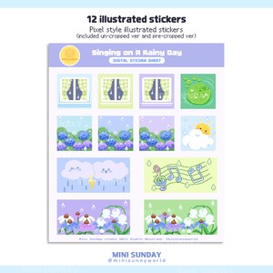 Singing on A Rainy Day Digital Stickers / Sticker Sheet / Pixelart ...