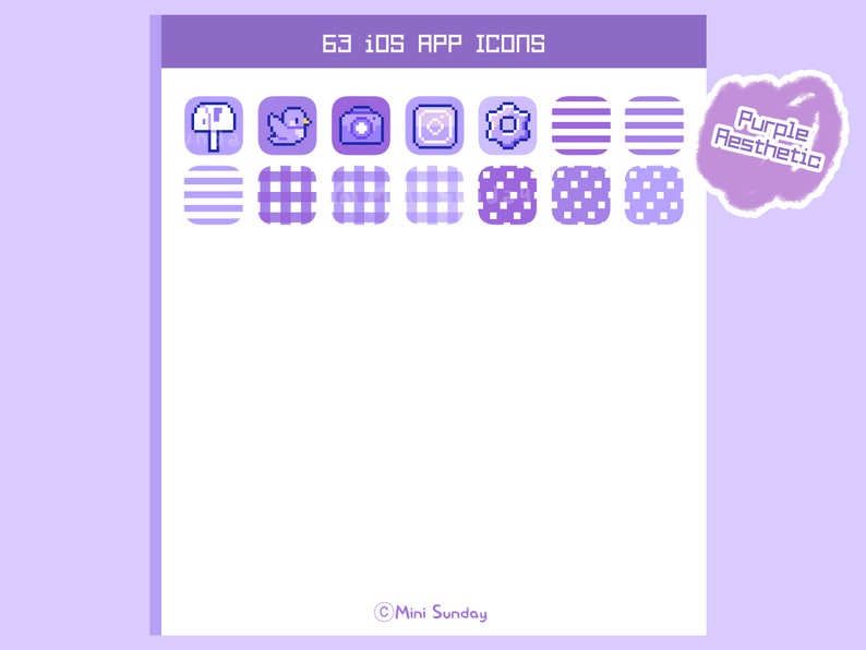 63 App Icon Pack / Purple Lucky / Wallpapers & Widgets / Pixel | Etsy