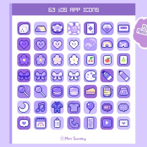 63 App Icon Pack / Purple Lucky / Wallpapers & Widgets / Pixel - Etsy