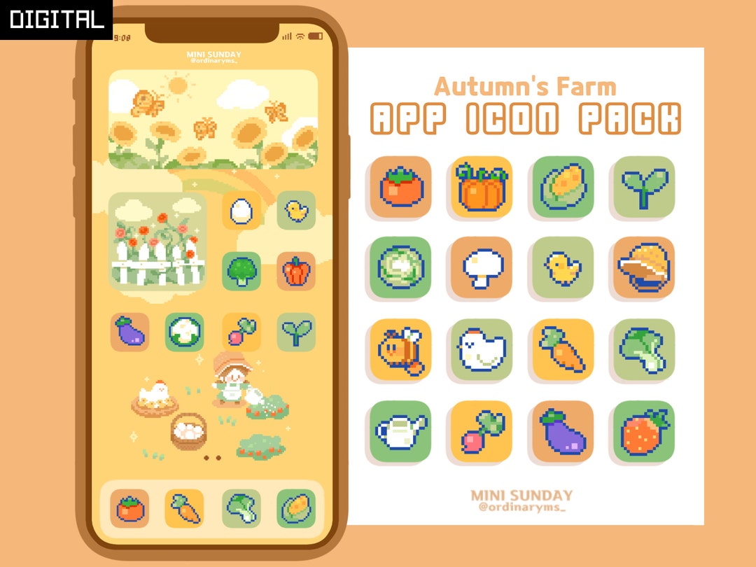 98 App Icon Pack / Autumn's Farm / Wallpapers & Widgets / - Etsy
