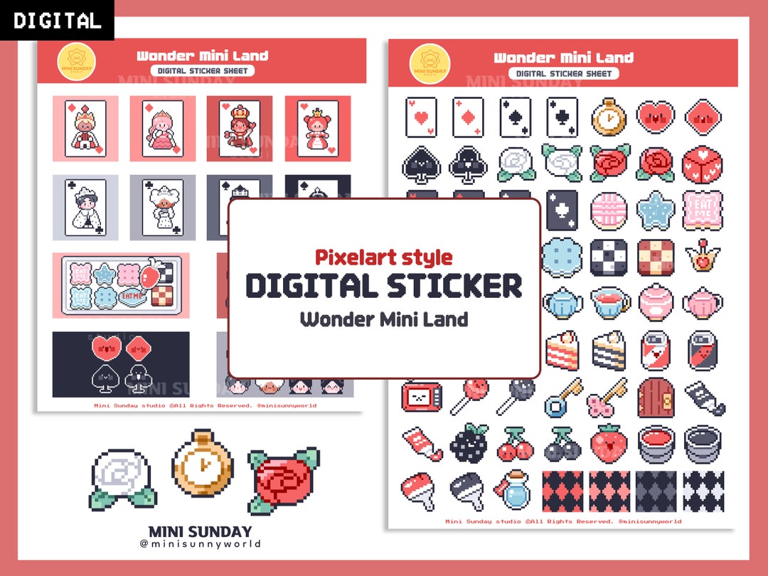 Wonder Mini Land Digital Stickers / Sticker Sheet / Pixelart Style ...