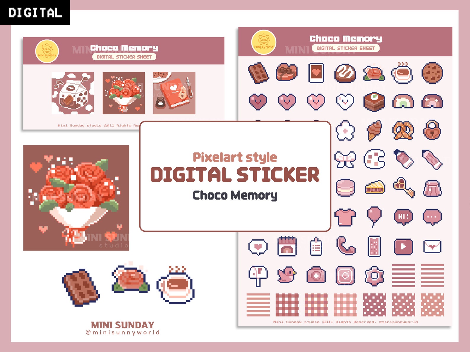 Choco Memory Digital Stickers / Sticker Sheet / Pixelart Style ...