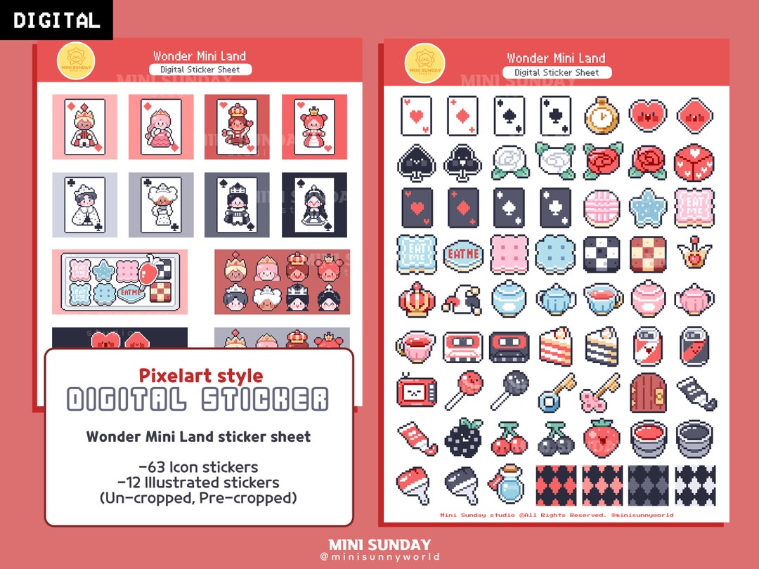 Wonder Mini Land Digital Stickers / Sticker Sheet / Pixelart Style ...