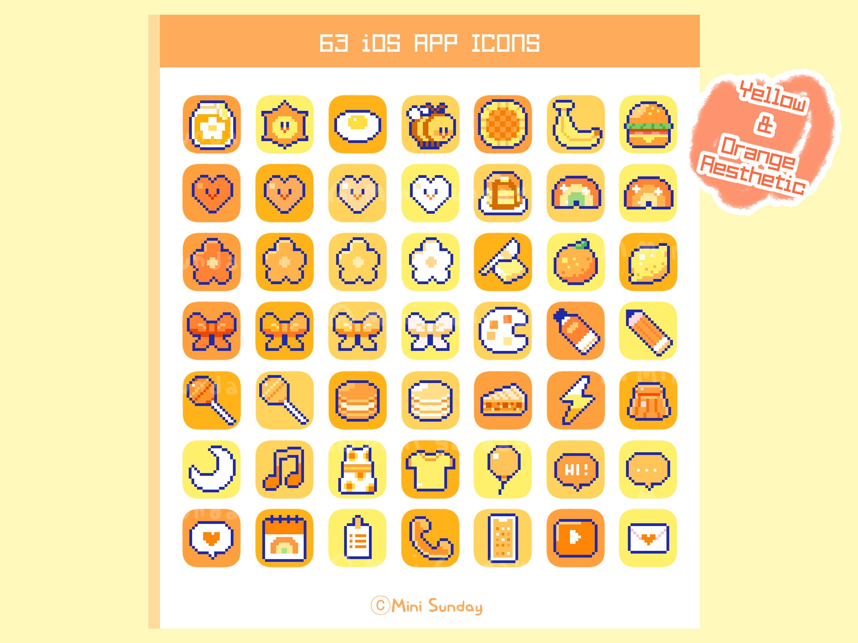 63 App Icon Pack / Yellow Therapy / Wallpapers & Widgets / | Etsy