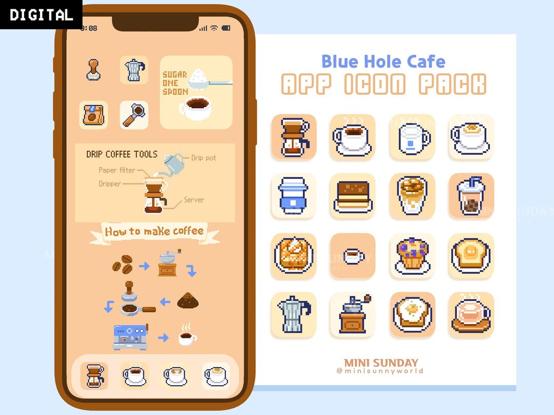 63 App Icon Pack / Blue Hole Cafe / Coffee / Wallpapers & Widgets ...