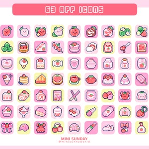 63 App Icon Pack / Strawberry Paradise / Wallpapers & Widgets / Pixel ...
