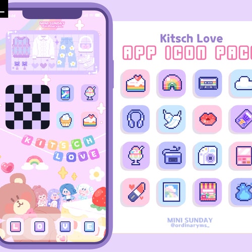63 App Icon Pack / Pink Party / Wallpapers & Widgets / Pixel / - Etsy