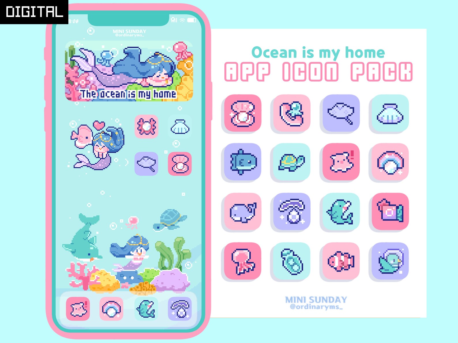 63 App Icon Pack / Ocean is My Home / Wallpapers & Widgets / - Etsy