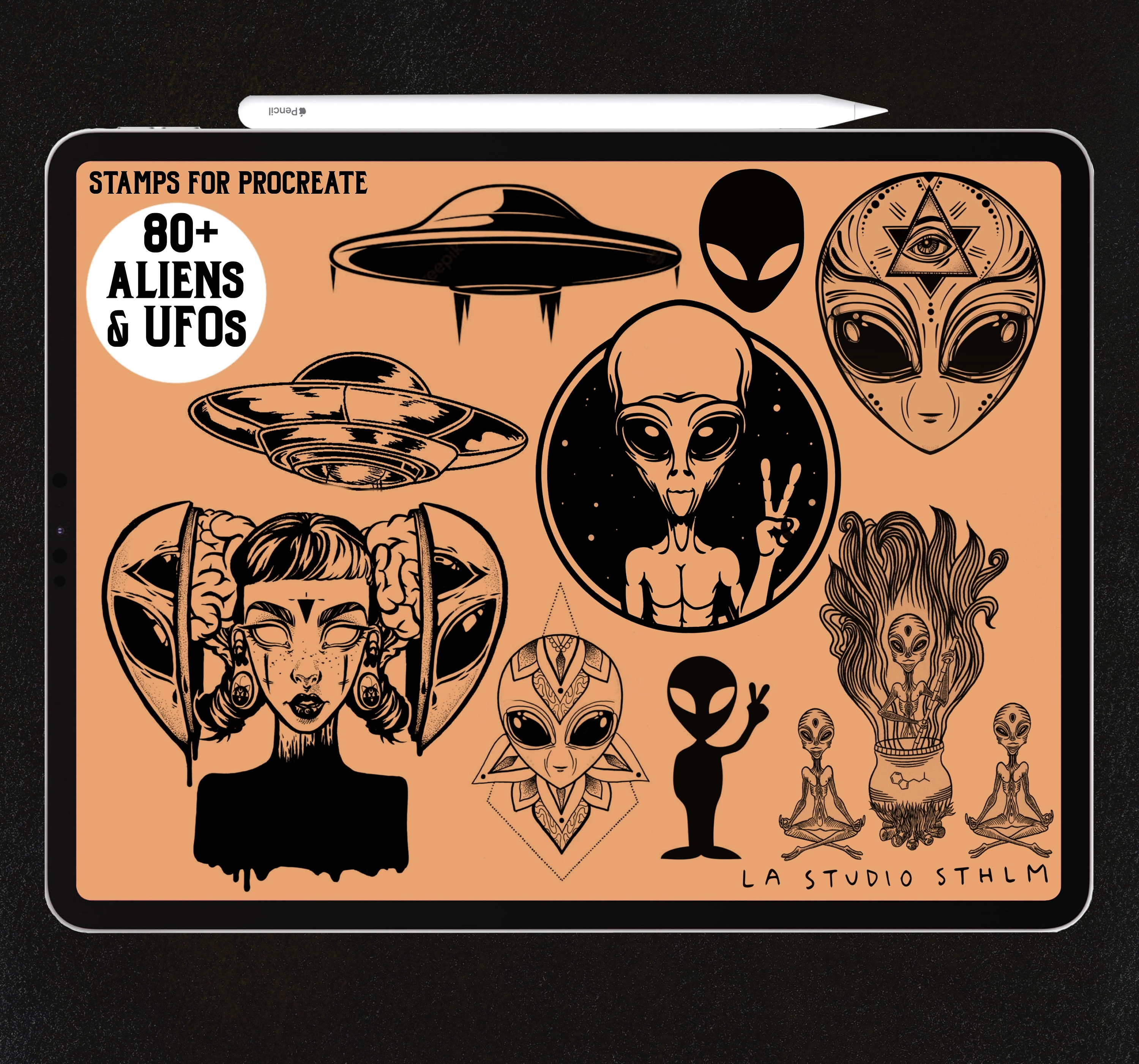 Aliens & Ufos - Procreate Tattoo Stamp Brush Set - Etsy