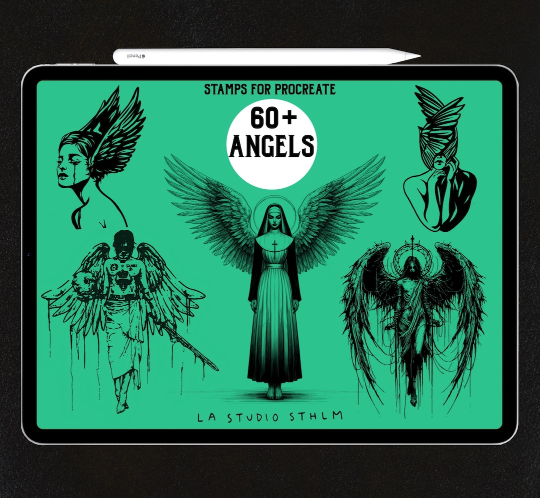 Angels - Procreate Tattoo Stamp Brush Set - Etsy