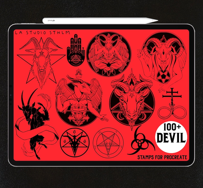 Devil Procreate Tattoo Stamp Brush Set - Etsy
