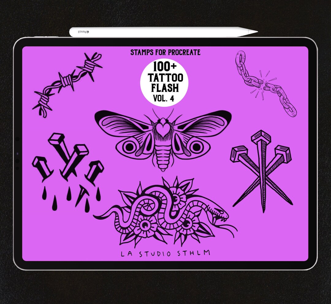 Tattoo Flash Stamp Set Vol. 4 - Procreate Tattoo Stamp Brush Set - Etsy