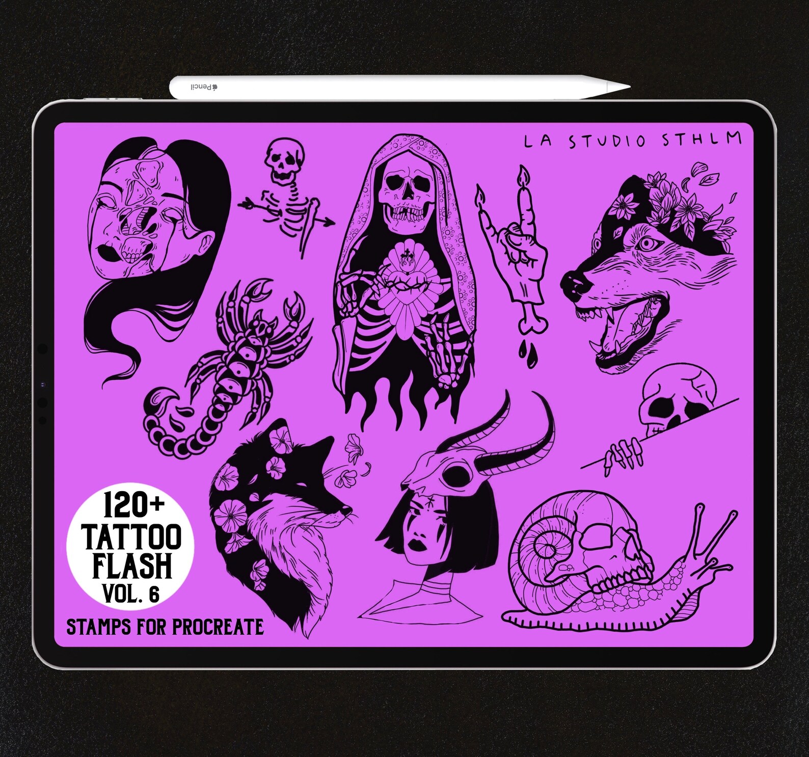 Tattoo Flash Stamp Set Vol. 6 - Procreate Tattoo Stamp Brush Set - Etsy