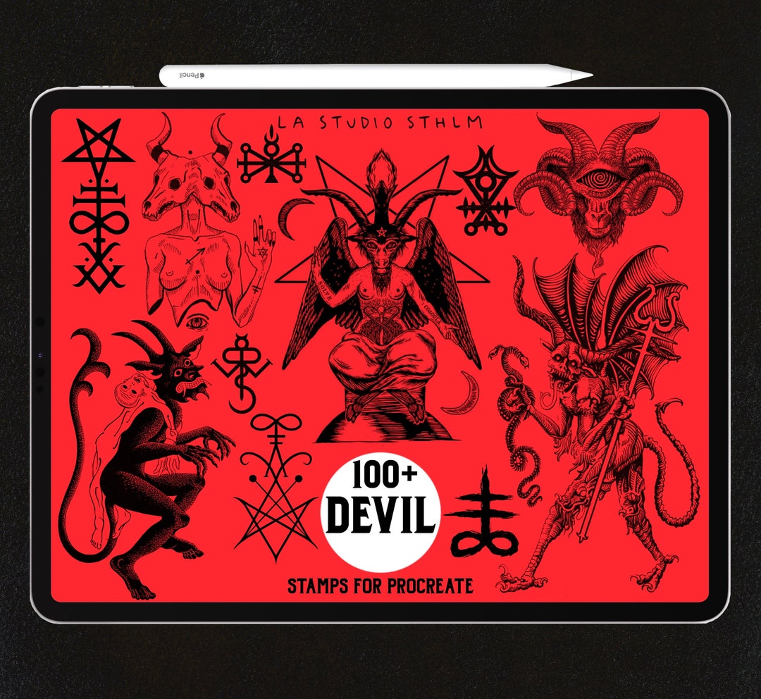 Devil - Procreate Tattoo Stamp Brush Set - Etsy
