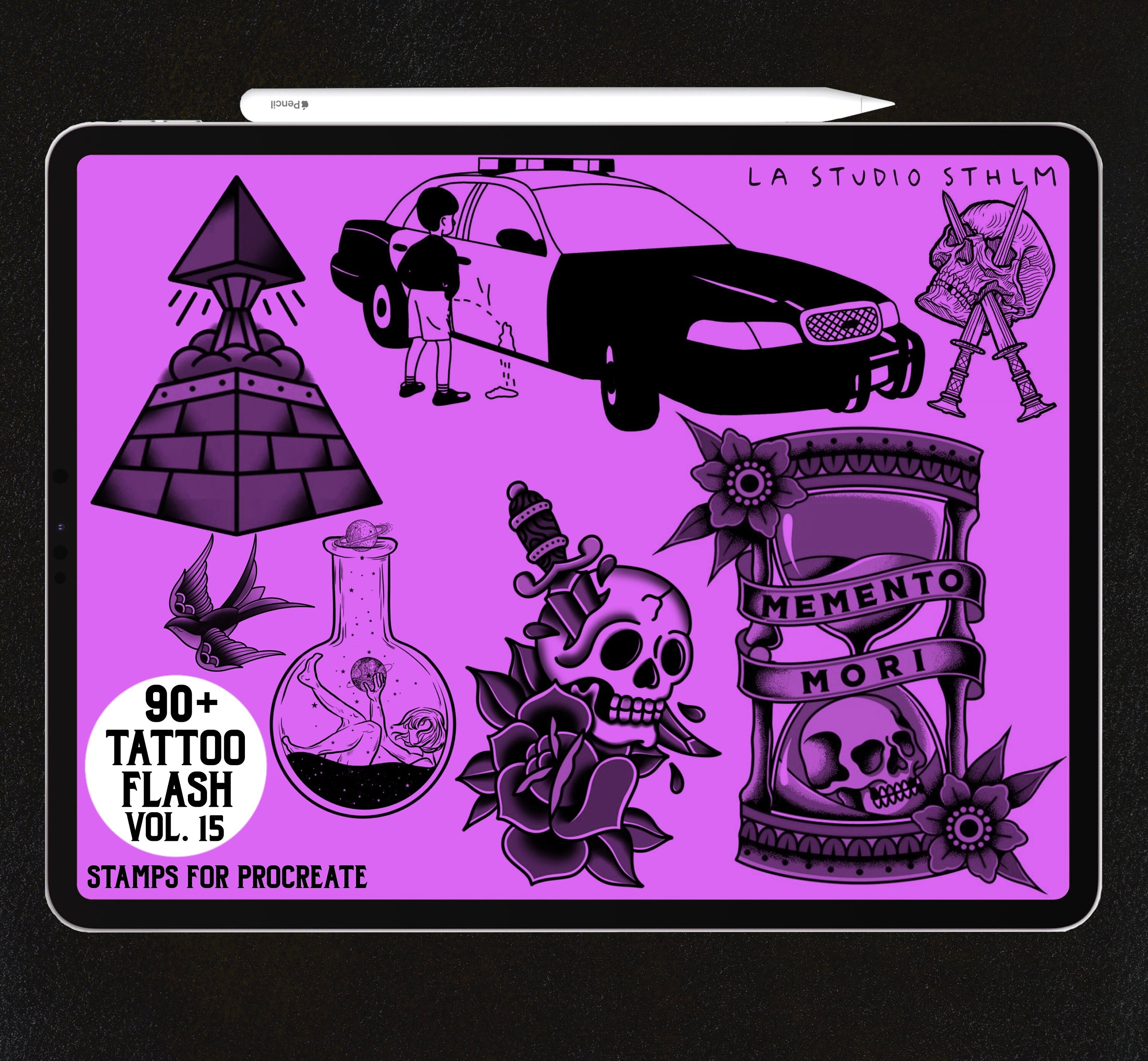 Tattoo Flash Stamp Set Vol. 15 - Procreate Tattoo Stamp Brush Set - Etsy