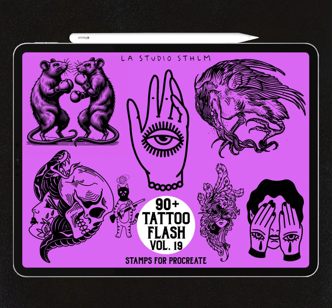 Tattoo Flash Stamp Set Vol. 19 - Procreate Tattoo Stamp Brush Set - Etsy