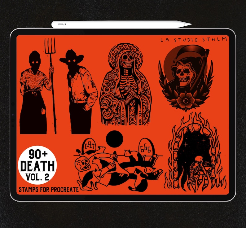 Death Stamp Set Vol. 2 Procreate Tattoo Stamp Brush Set - Etsy