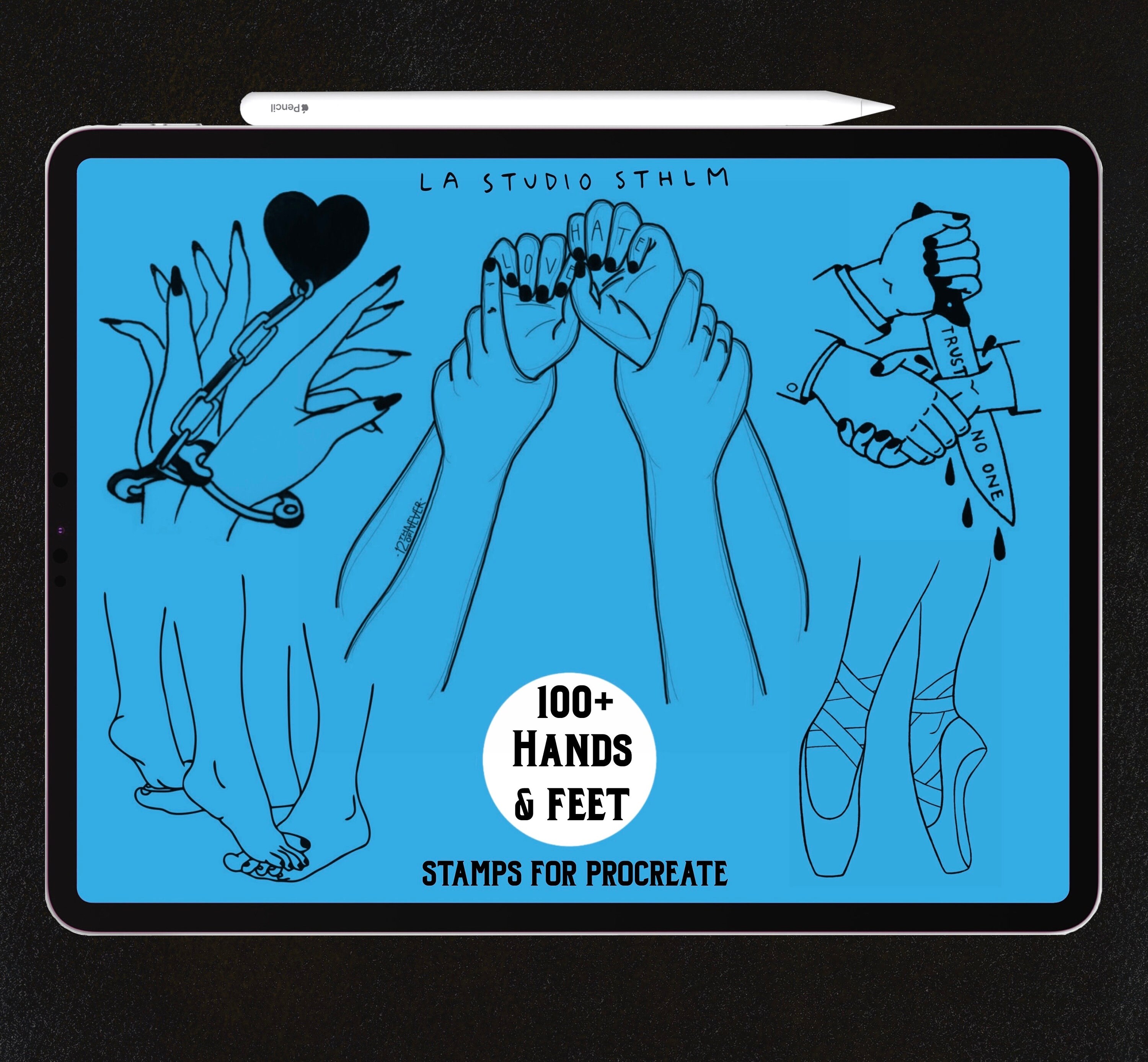 Hands & Feet - Procreate Tattoo Stamp Brush Set - Etsy